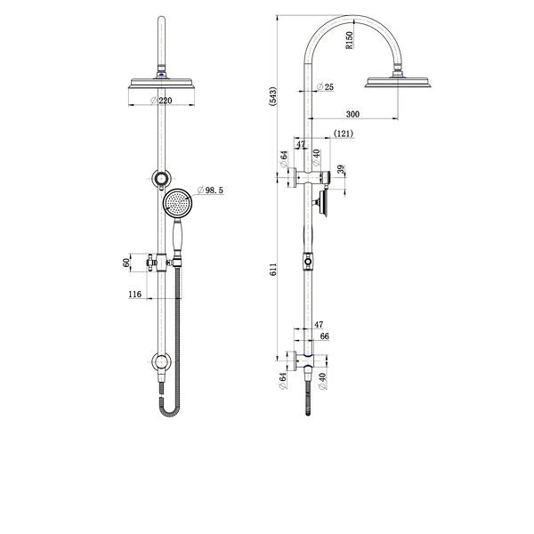 Montpellier Shower Column Set - Brushed Nickel – Sannine Bathrooms