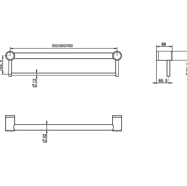 MECCA CARE 32MM GRAB RAIL WITH TOWEL HOLDER 900MM GUN METAL – Sannine ...