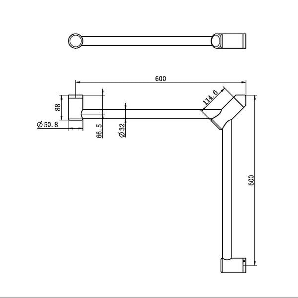 MECCA CARE 32MM WRAP AROUND CORNER GRAB RAIL 600X600MM BRUSHED BRONZE ...