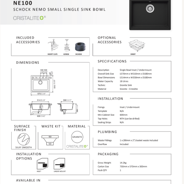 NEMO ALPINA SMALL SINGLE BOWL SINK – Sannine Bathrooms